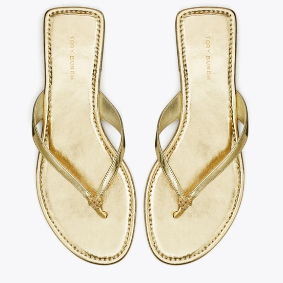 Tory Burch | Shoes | Tony Burch Gold Sandals Metallic Minimalist Design ...
